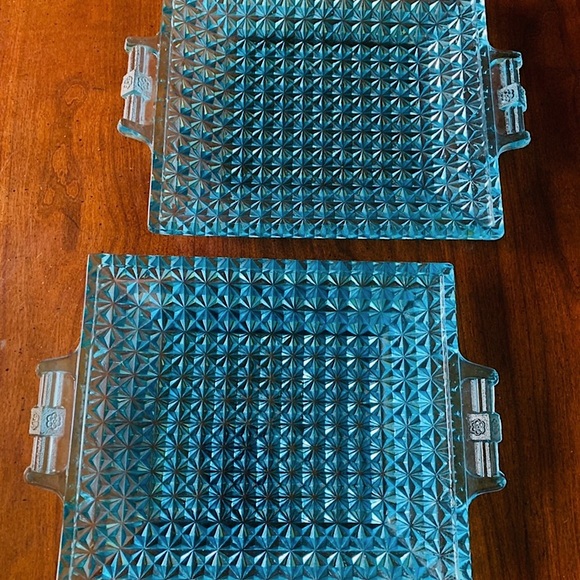 Vintage | Dining | Vintage Pair Of Bright Blue Glass Plates Beautiful ...